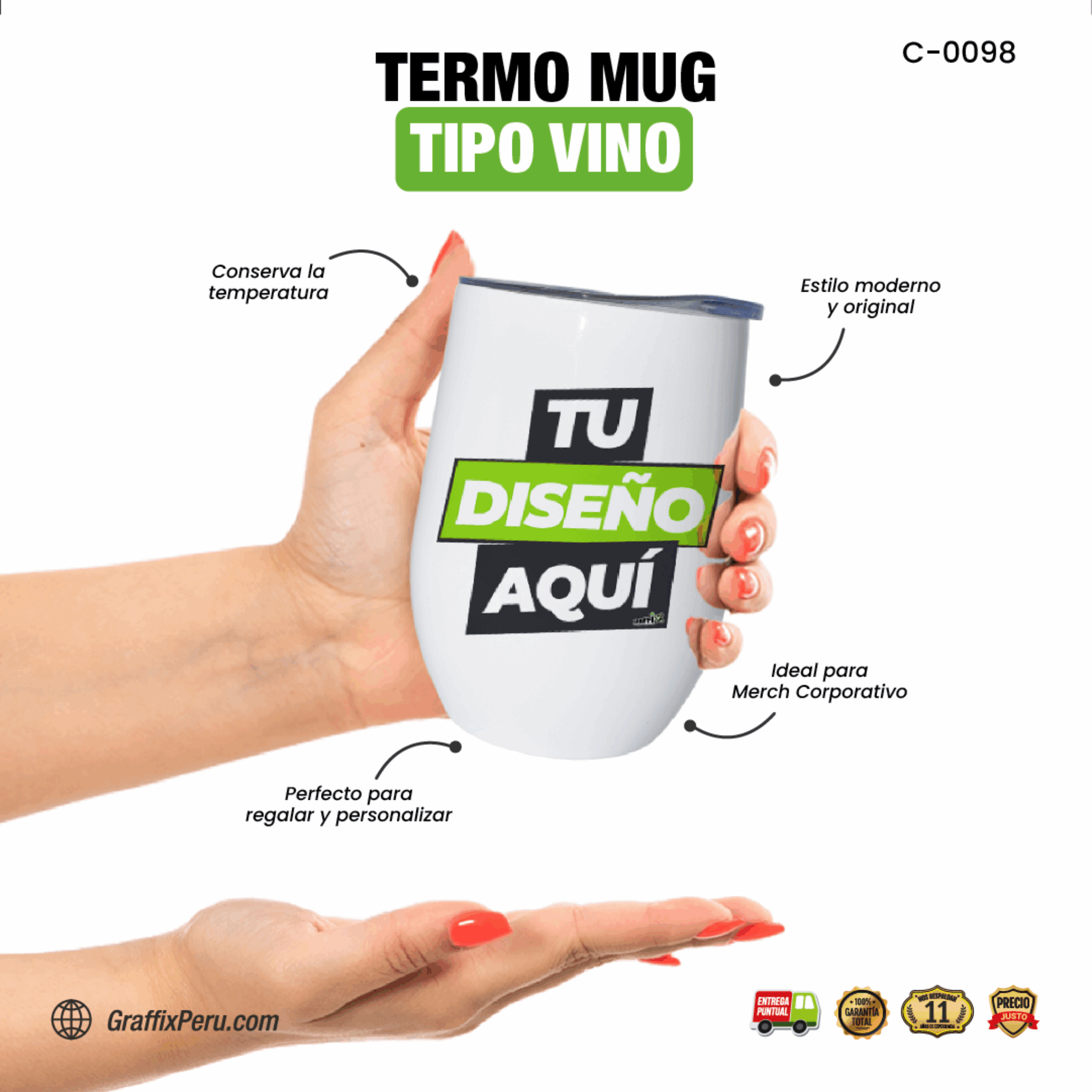 TERMO MUG TIPO VINO PARA SUBLIMAR - Merchandising Perú